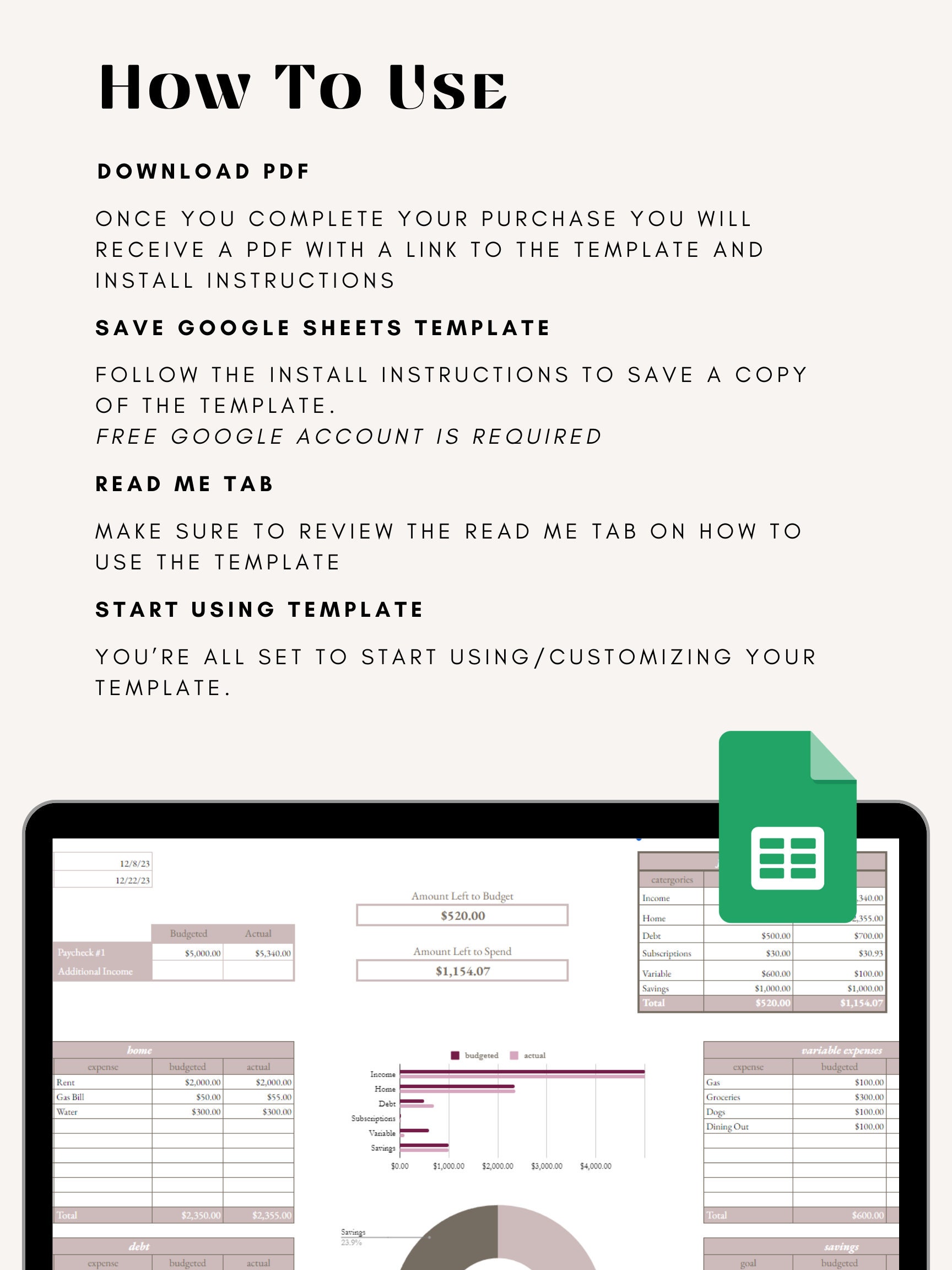 Aesthetic Minimalist Budget Tracker - by Paycheck! Debt Payoff Tracker ...