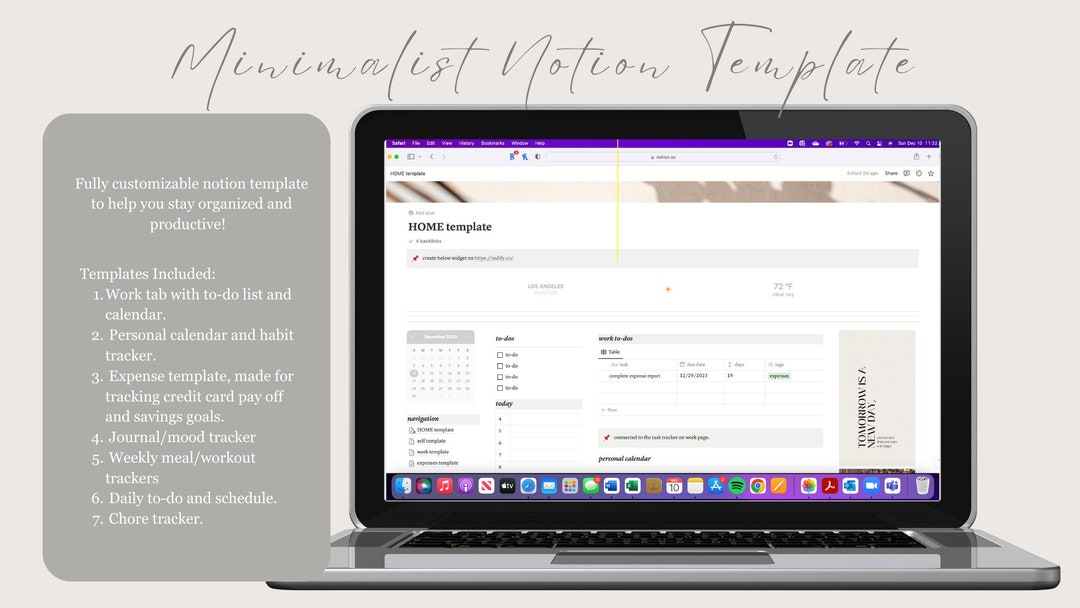 Minimalist Notion Template, Aesthetic Productivity Tracker, Goal/habit ...