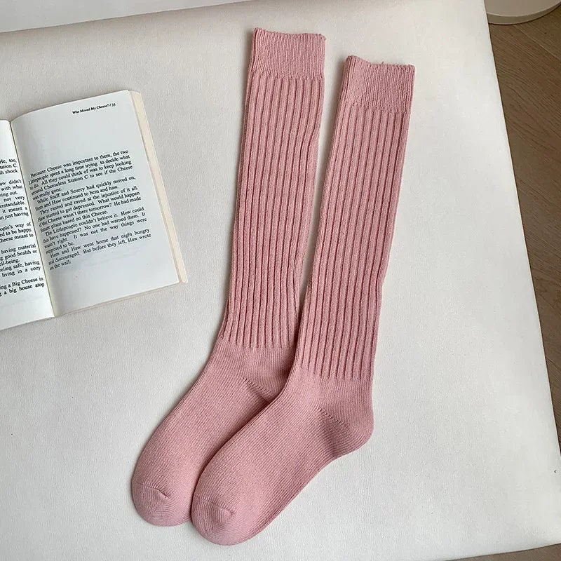 Women Long Socks Women Boot Solid Thigh Stocking Skinny Casual Cotton ...