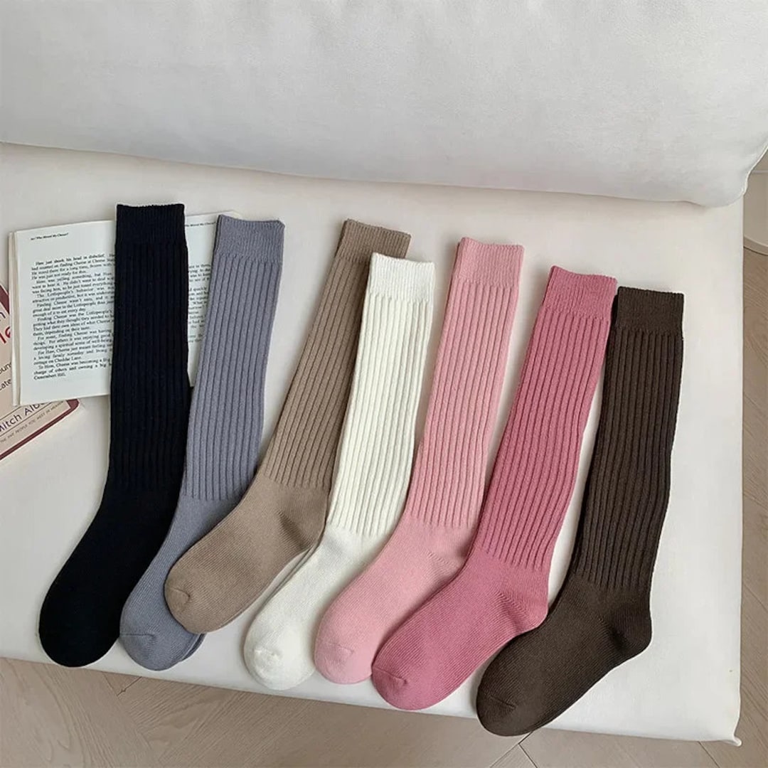 Women Long Socks Women Boot Solid Thigh Stocking Skinny Casual Cotton ...