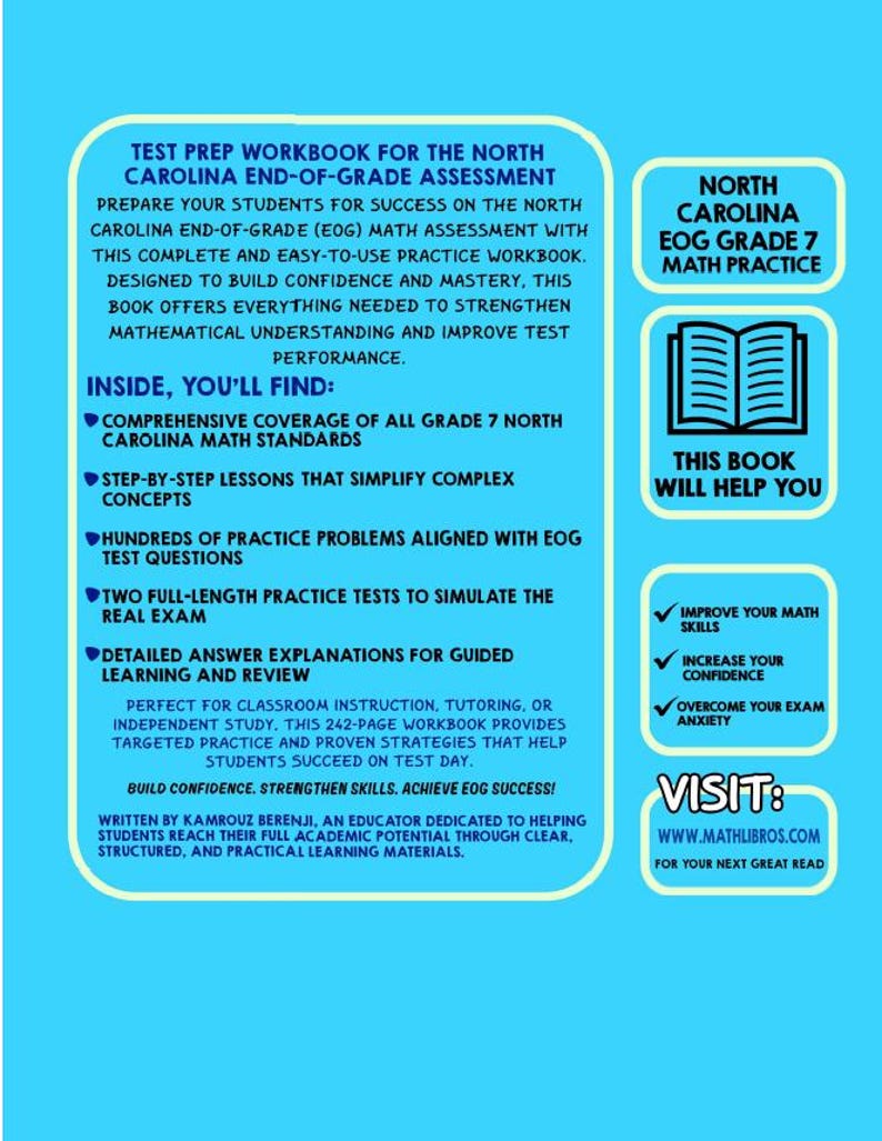 North Carolina EOG Grade 7 Math Practice Workbook - Etsy