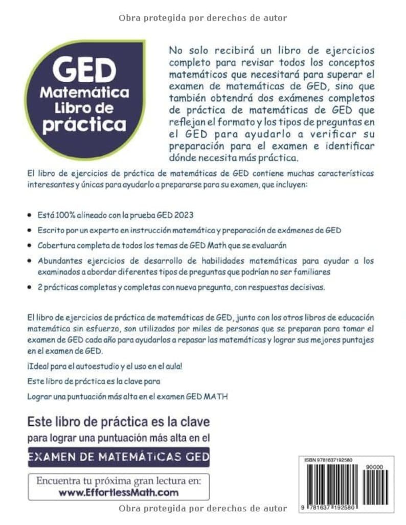 GED Matemática Libro De Práctica - Etsy