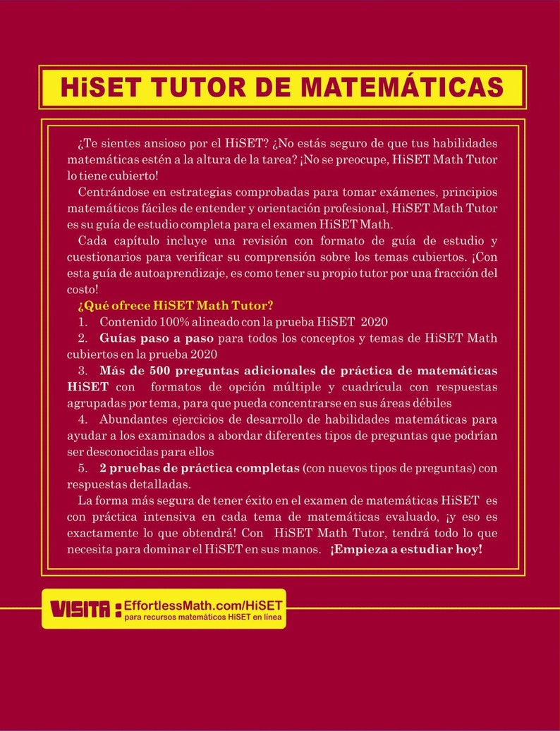 Hiset TUTOR DE MATEMÁTICAS: Todo Lo Que Necesitas Para Ayudar a Lograr ...