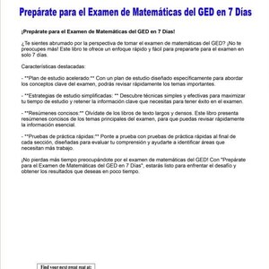 Prepárate Para El Exámen De Matemáticas Del GED En 7 Días - Etsy