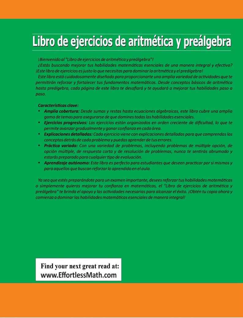 Libro De Ejercicios De Aritmética Y Preálgebra - Etsy