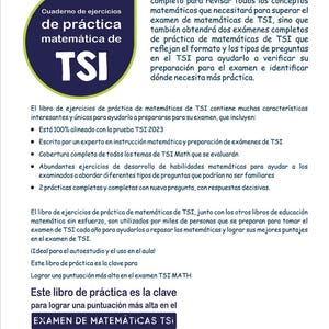 Libro De Práctica De Matemáticas TSI - Etsy