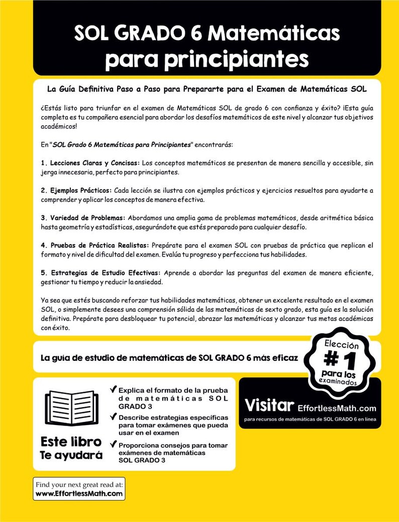 SOL Grado 6 Matemáticas Para Principiantes - Etsy