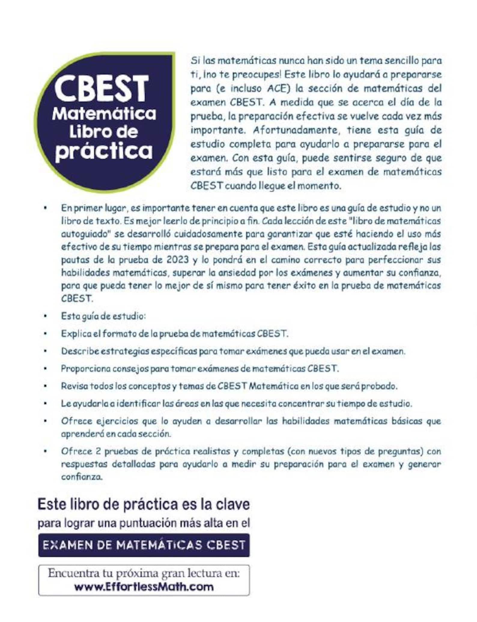 CBEST Libro De Práctica De Matemáticas 2023 - Etsy