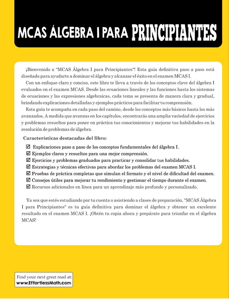 MCAS Álgebra I Para Principiantes: La Guía Definitiva Paso a Paso Para ...