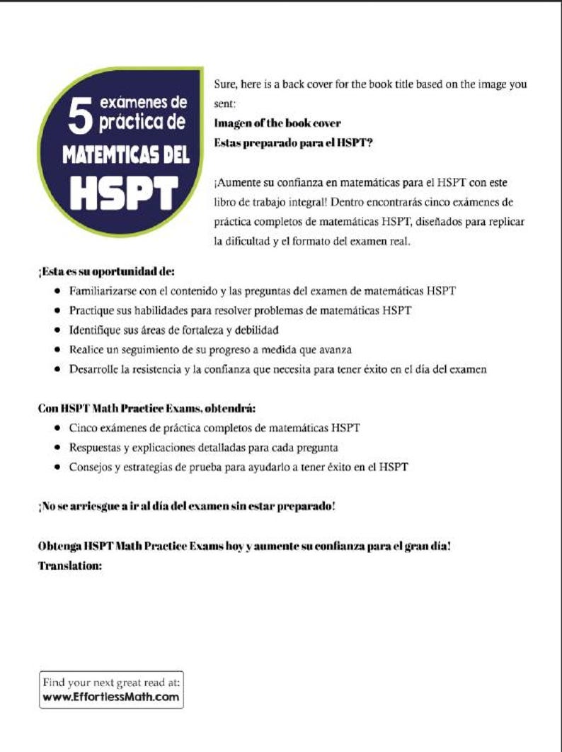 5 Exámenes De Práctica De Matemáticas Del HSPT - Etsy