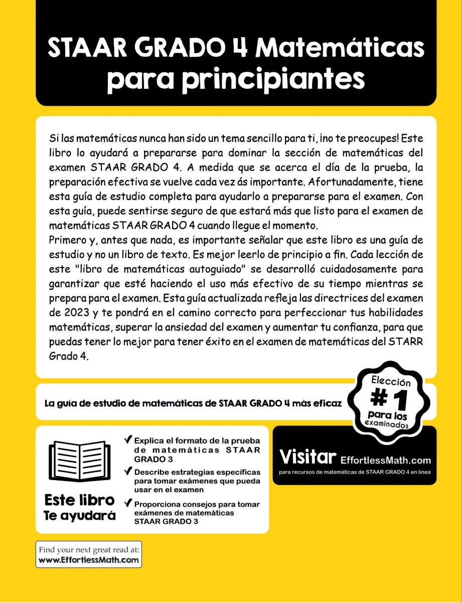 STAAR Grado 4 Matemáticas Para Principiantes - Etsy