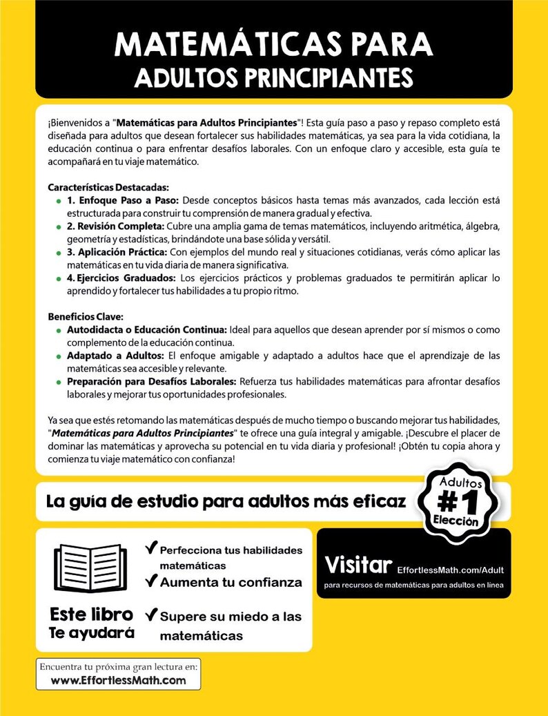 Matemáticas Para Adultos Principiantes - Etsy