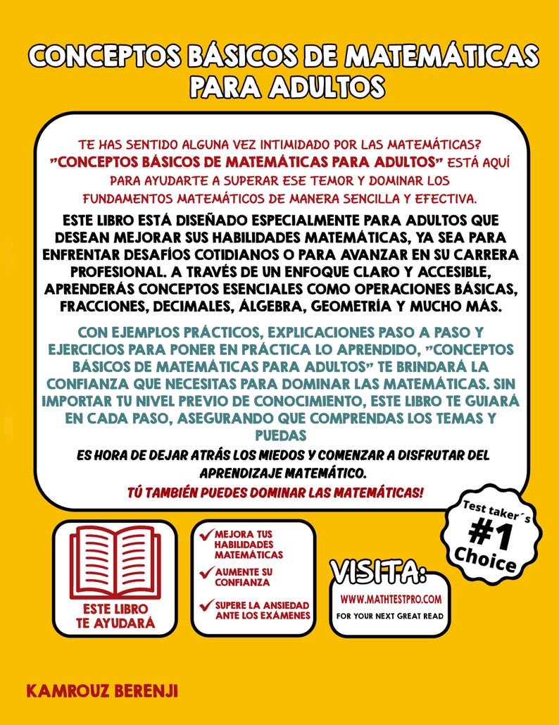 Conceptos Básicos De Matemáticas Para Adultos - Etsy