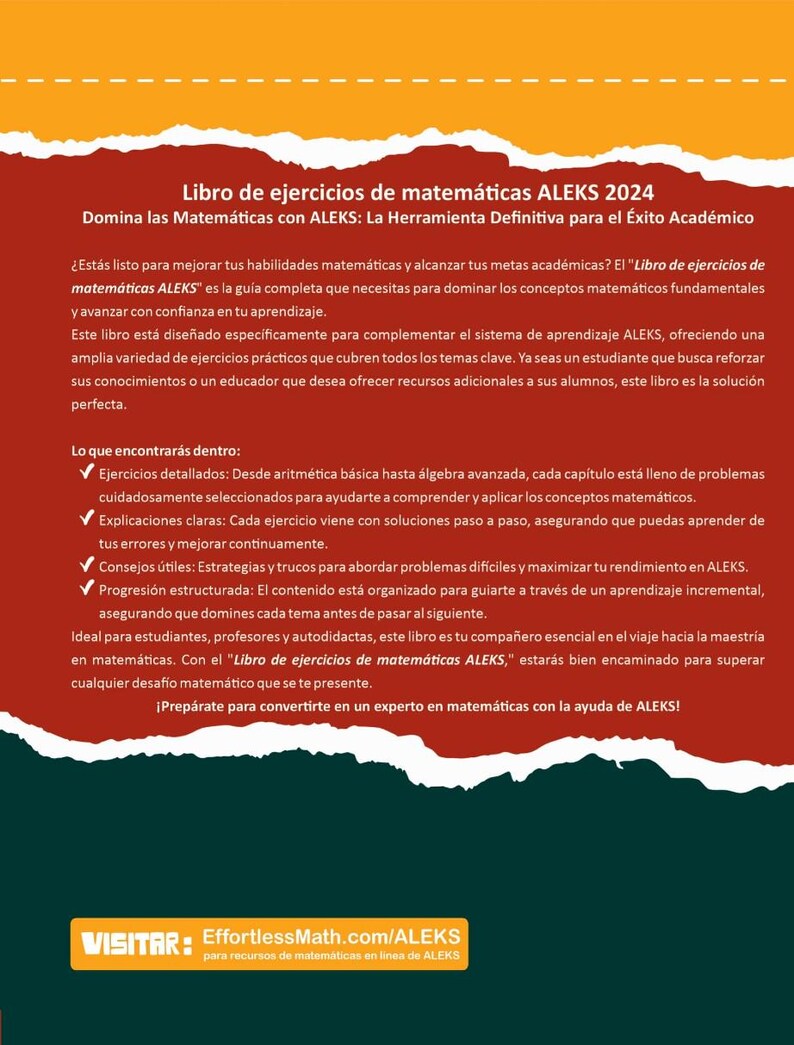 Libro De Ejercicios De Matemáticas ALEKS - Etsy