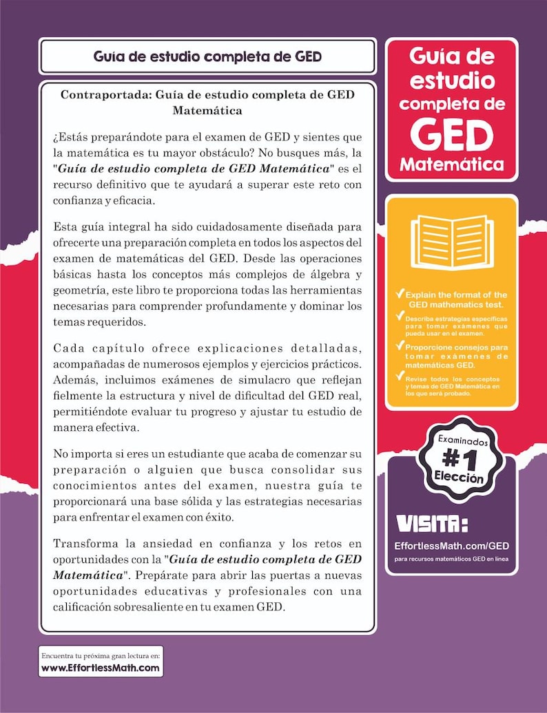 Guía De Estudio Completa De GED Matemática 2024-2025 - Etsy