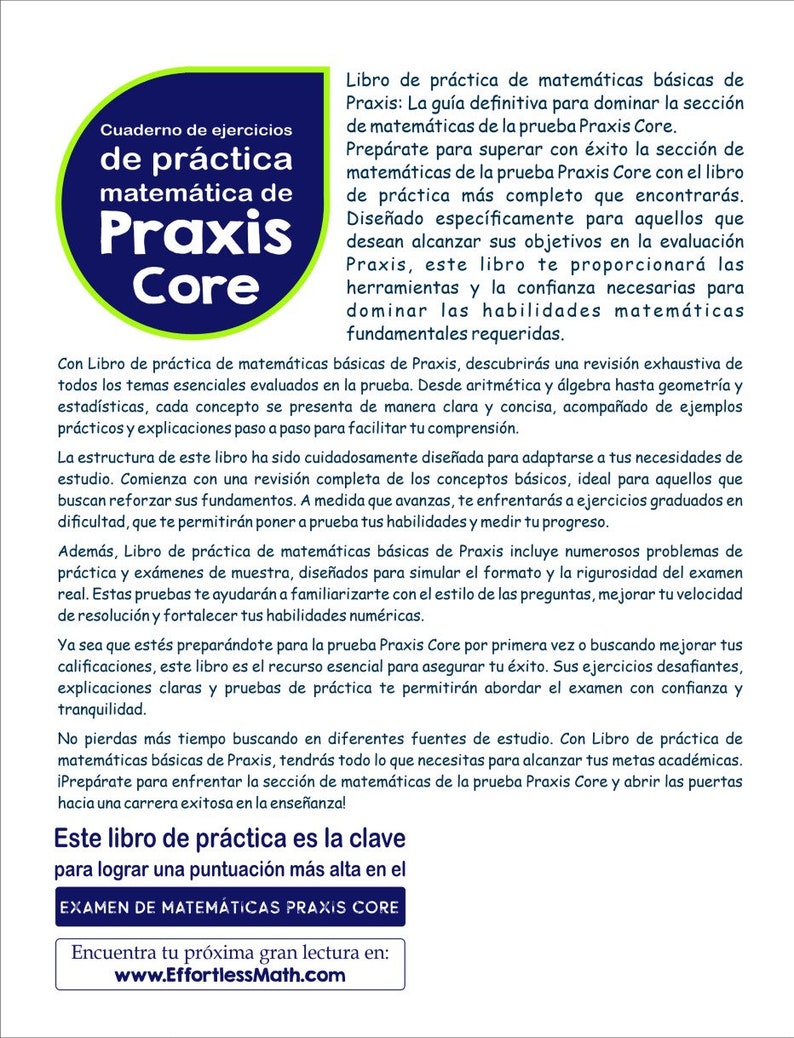 Praxis Libro De Práctica De Matemáticas Básicas De Praxis - Etsy