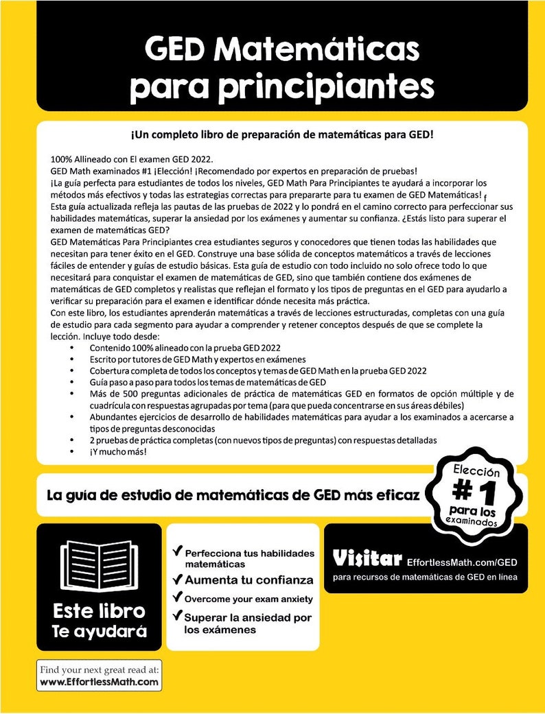 GED Math Para Principiantes Spanish Edition - Etsy