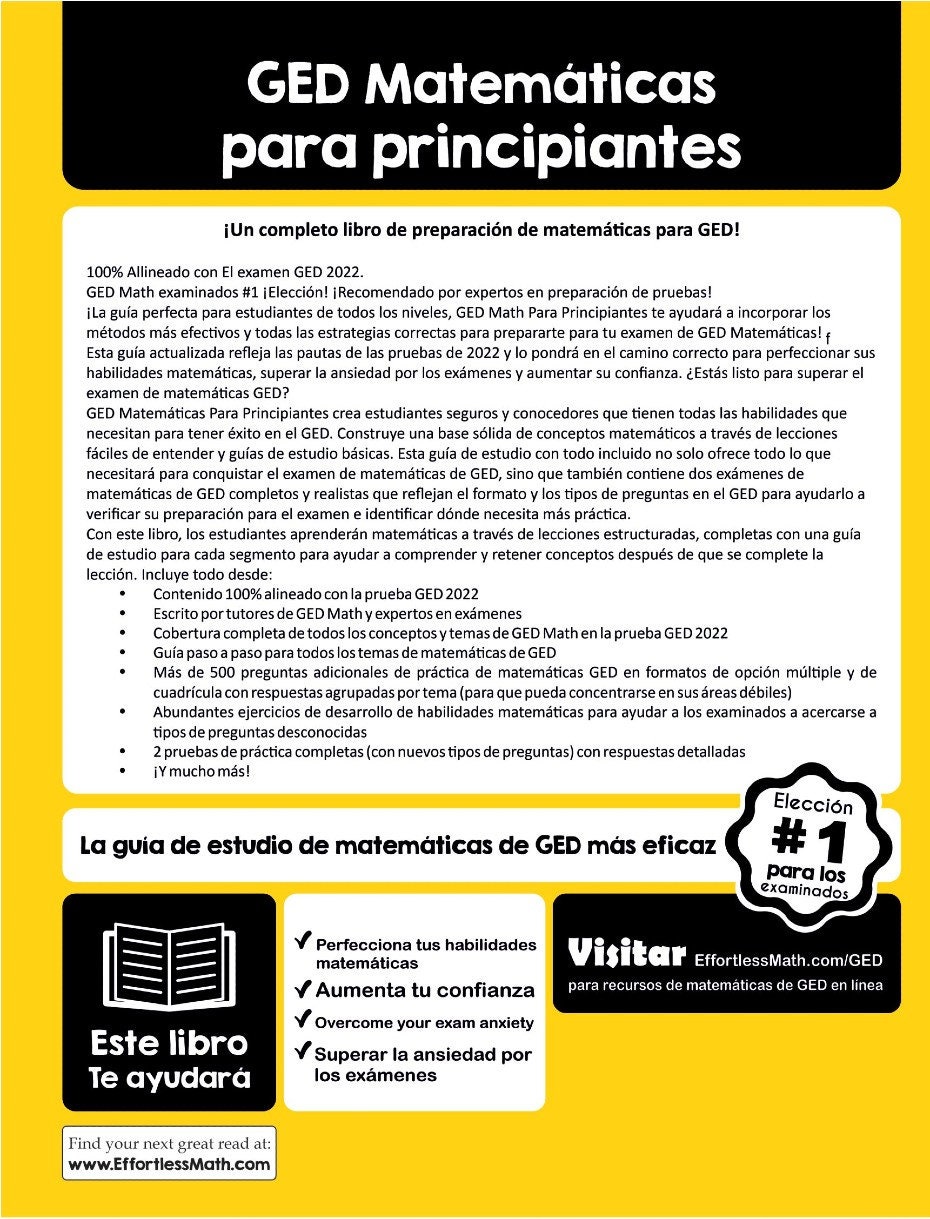 GED Math Para Principiantes Spanish Edition - Etsy