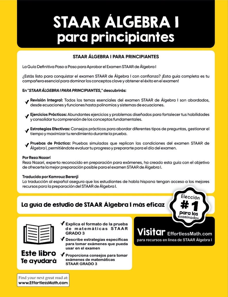 STAAR Algebra I Para Principiantes: La Guía Definitiva Paso a Paso Para ...
