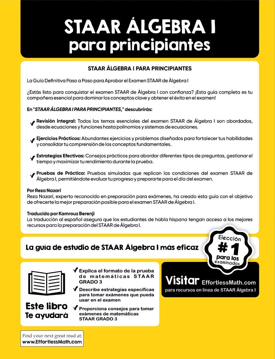 STAAR Algebra I Para Principiantes: La Guía Definitiva Paso a Paso Para ...