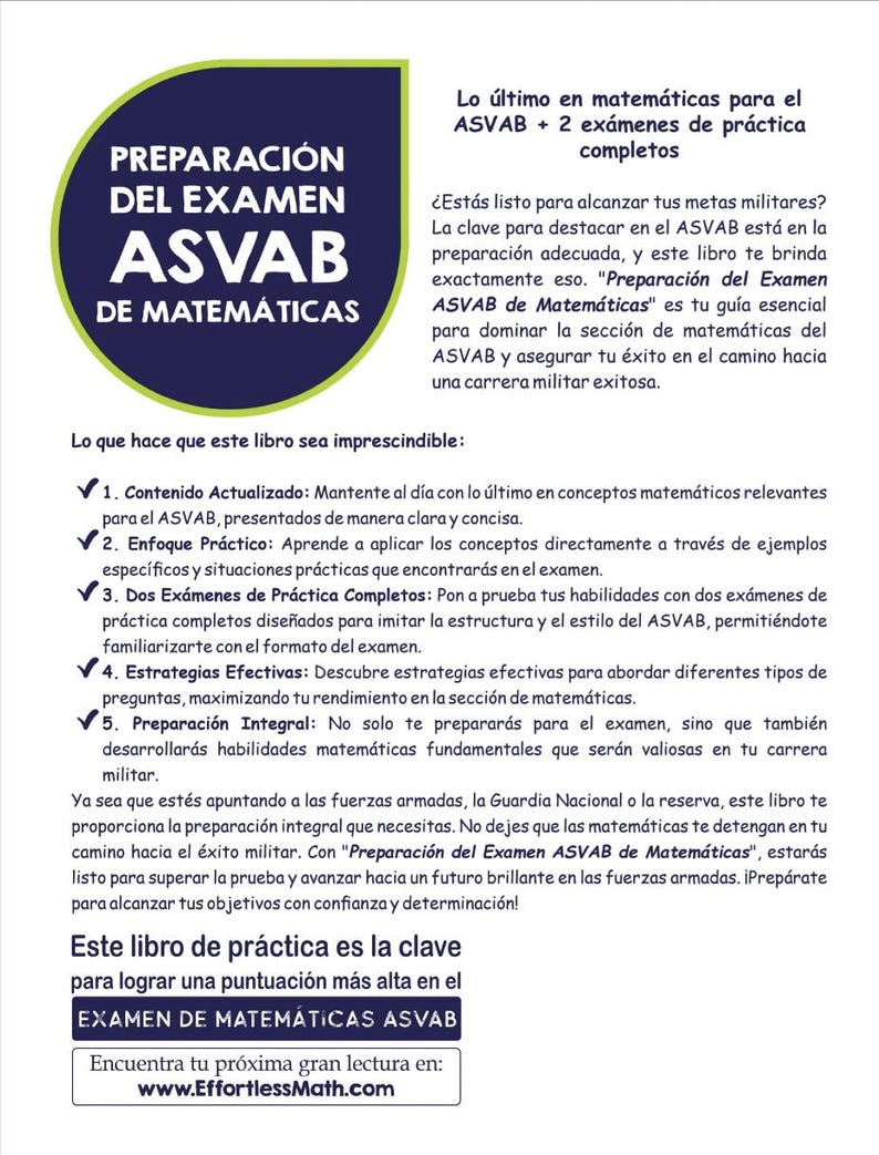 Preparación Del Examen ASVAB De Matemáticas - Etsy
