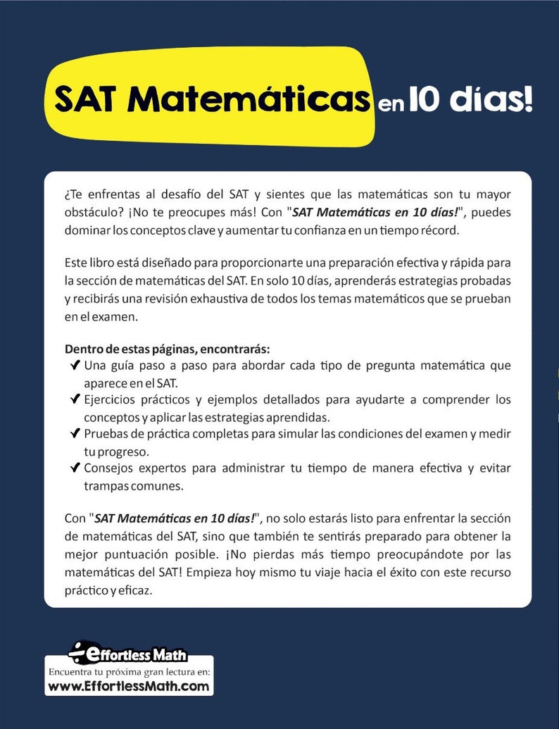 SAT Matemáticas En 10 Días - Etsy