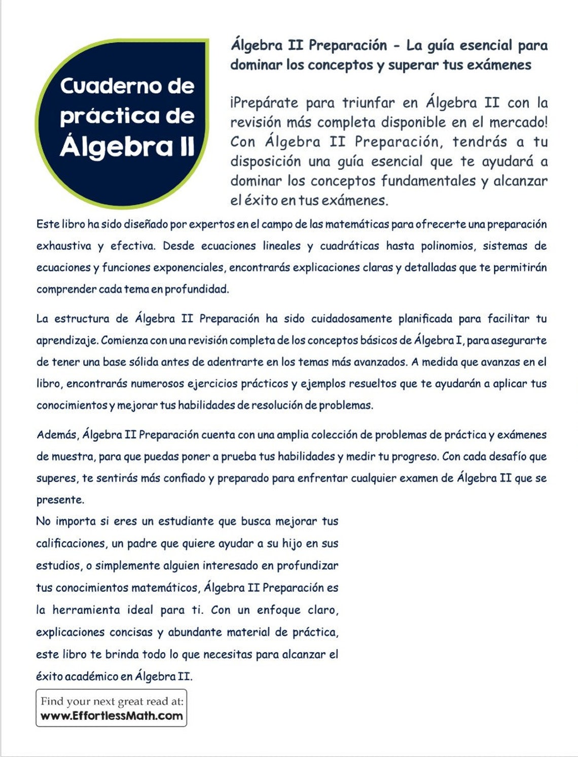 Álgebra II Preparación: La Revisión Más Completa De Álgebra II (spanish ...