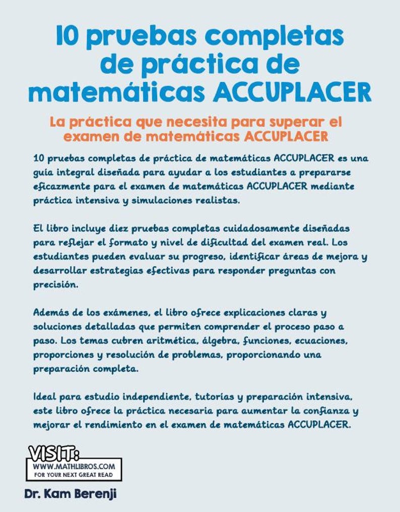 ACCUPLACER Mathe-Übungstests (spanische Ausgabe) - Etsy.de
