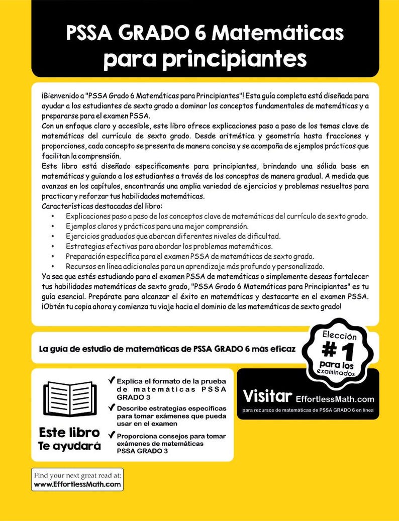 PSSA Grado 6 Matemáticas Para Principiantes - Etsy