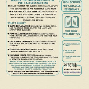 Pre-calculus: Your Guide to Mastering High School Mathematics - Etsy