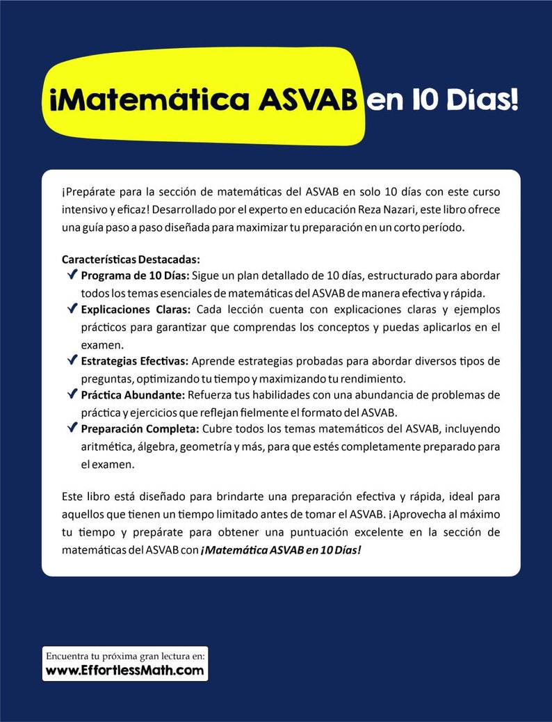 Matemáticas ASVAB En 10 Días! - Etsy