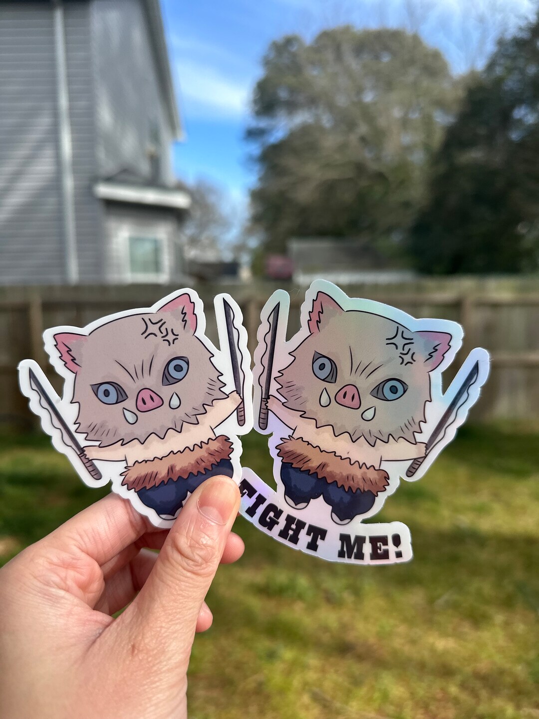 Holographic/glossy D3mon Slayer Chibi In0suke Boar Sticker Water ...