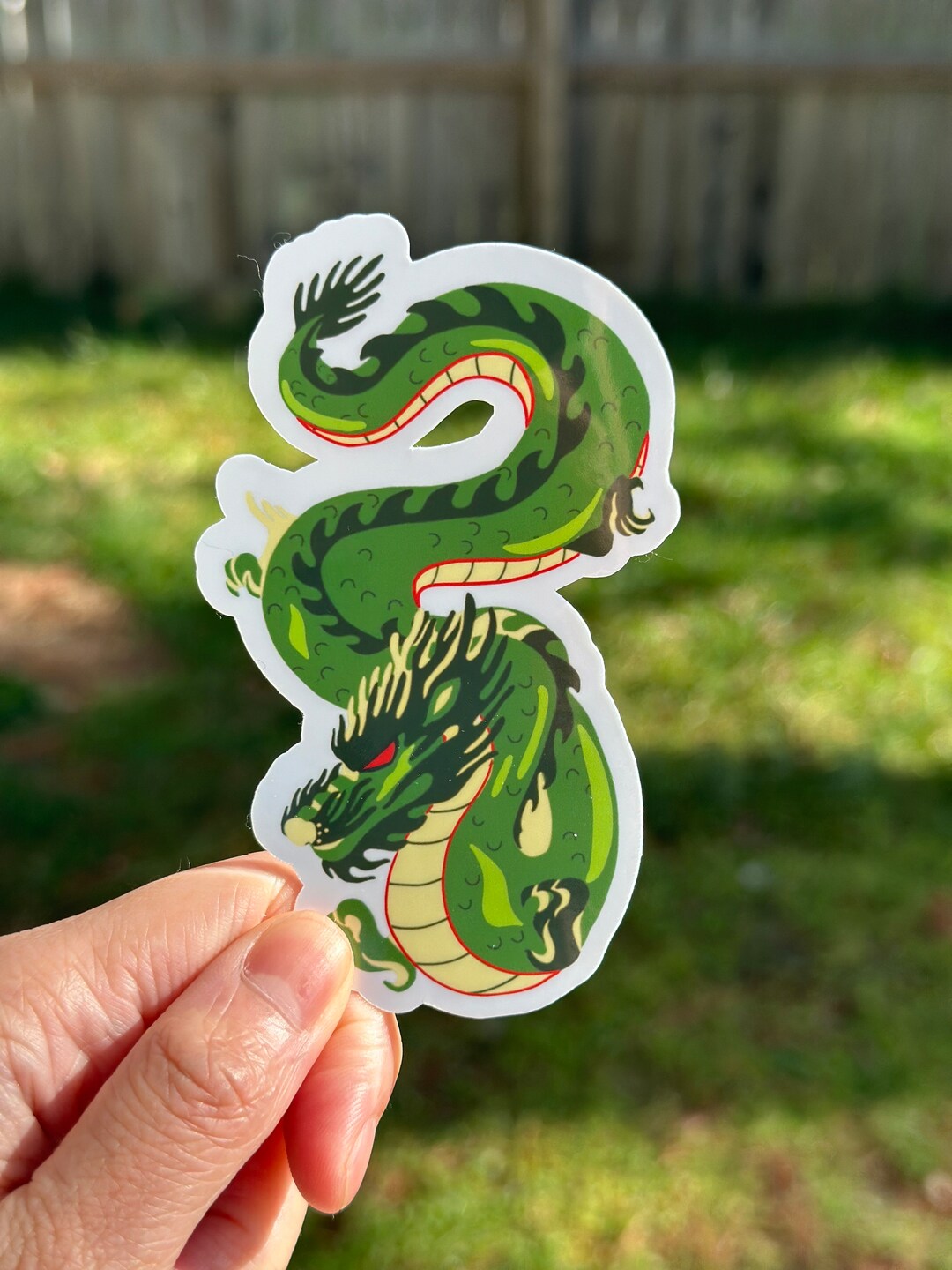 Glossy Laminated Shenron Green Dragon Anime Water-resistant Sticker ...