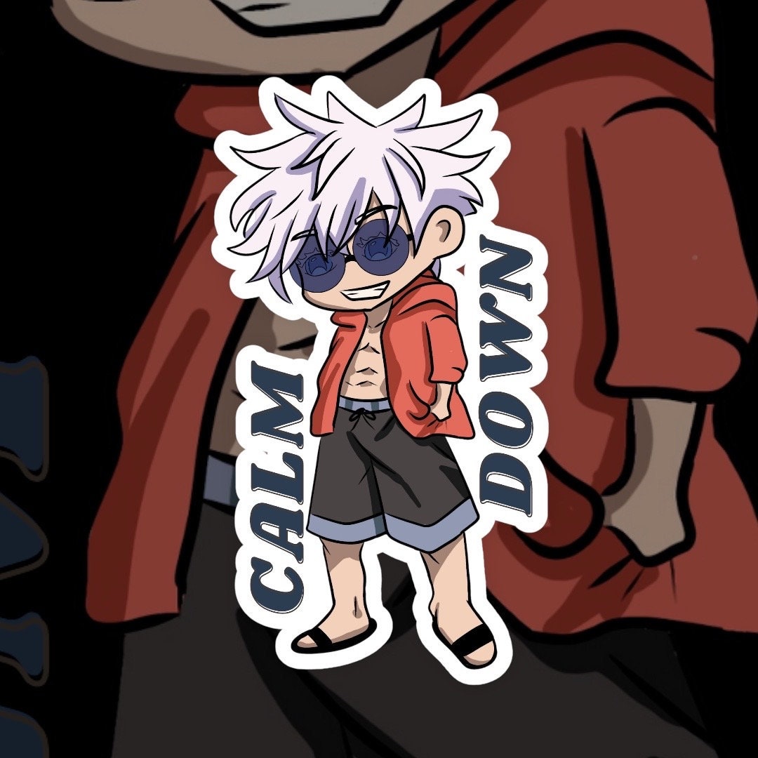Glossy Anime Sticker JJK Gojo Satoru Summer Calm Down Jujutsu Kaisen ...