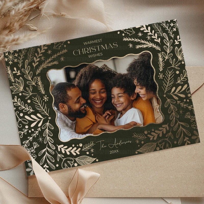 Gold Christmas Card - Etsy