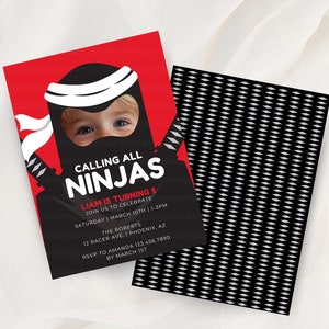 Calling All Ninjas! 5th Birthday Party Invitation, Super Fun Ninja Kids ...