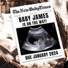 Newspaper Pregnancy Announcement, Baby Arriving Reveal in Digital ...