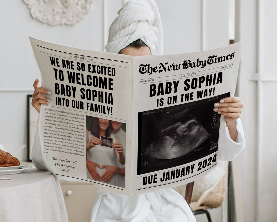 Newspaper Baby Announcement Print, Custom Baby Announcement Newspaper ...