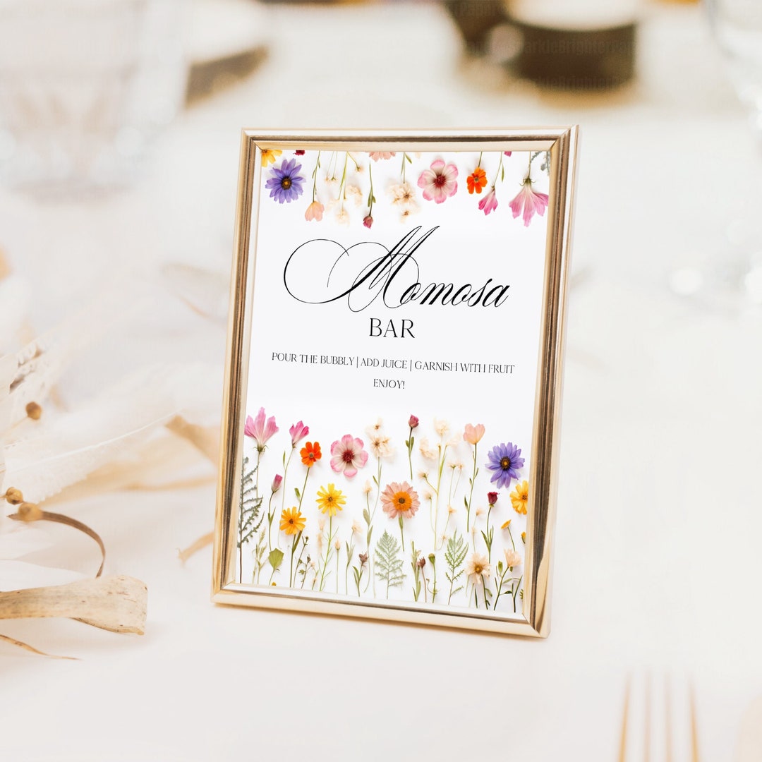 Editable Baby Shower Momosa Bar Sign, Floral Mimosa Bar Signage, Mimosa ...