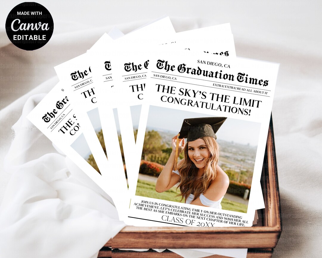 Custom Graduation Newspaper Template, Edit in Canva, Newspaper ...