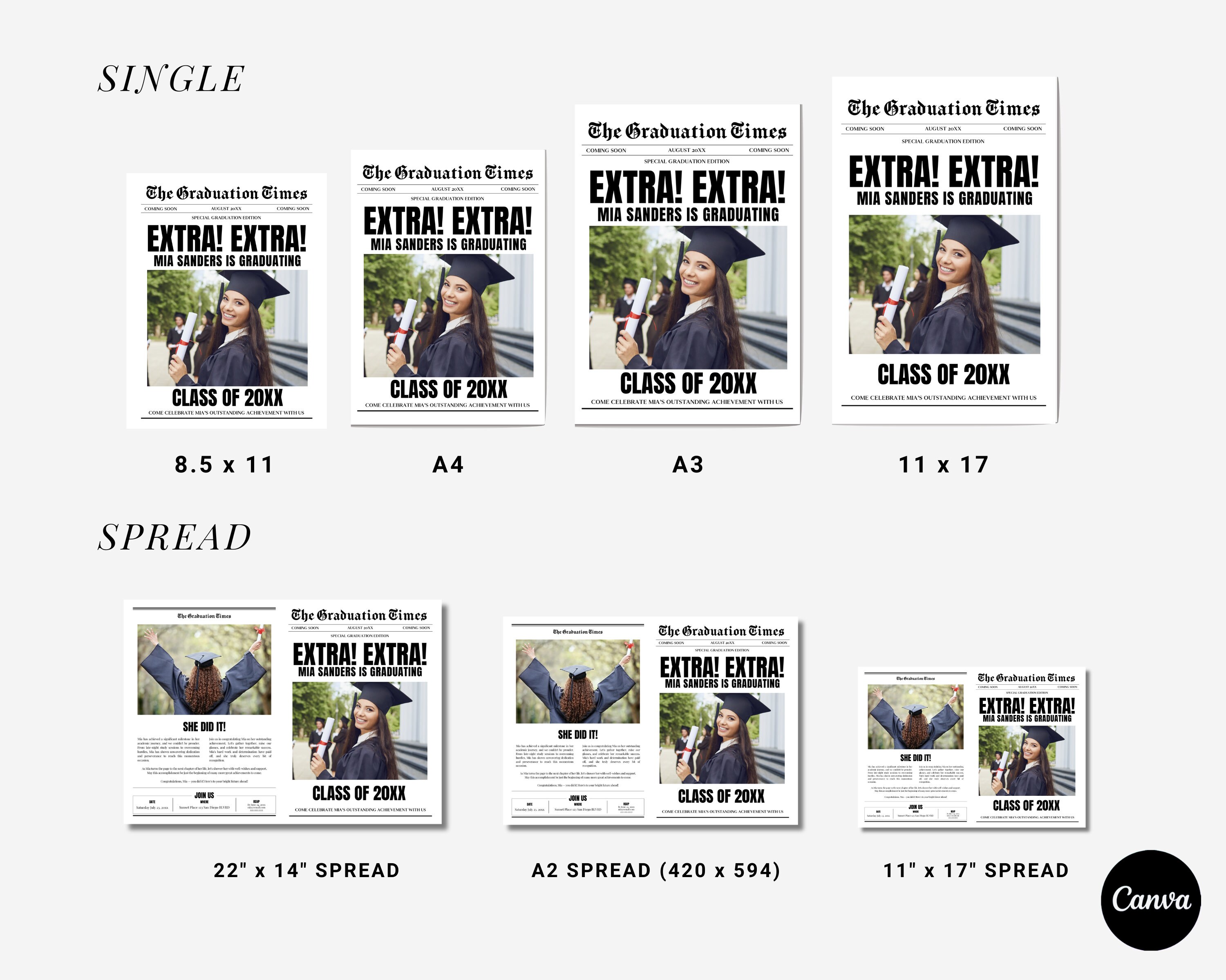 Editable 2 Pages Newspaper Graduation Party Template, Congratulations ...