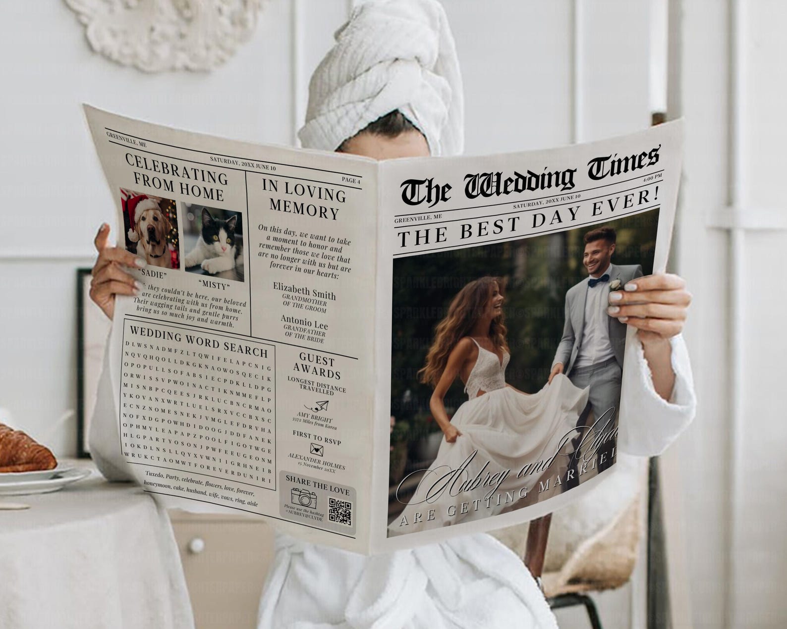 Newspaper Wedding Custom Printed, Custom Bride and Groom Photos the ...
