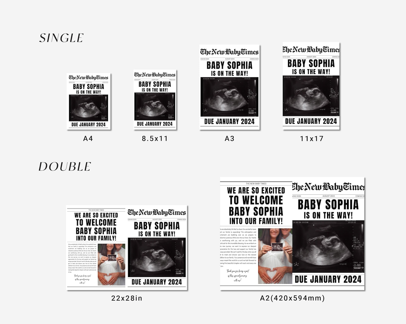 Newspaper Baby Reveal Instant Download, New Baby Announcement Baby is ...