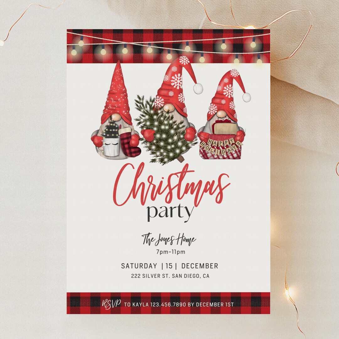 EDITABLE Christmas Elf Party Invitation, Christmas Party Invitation ...