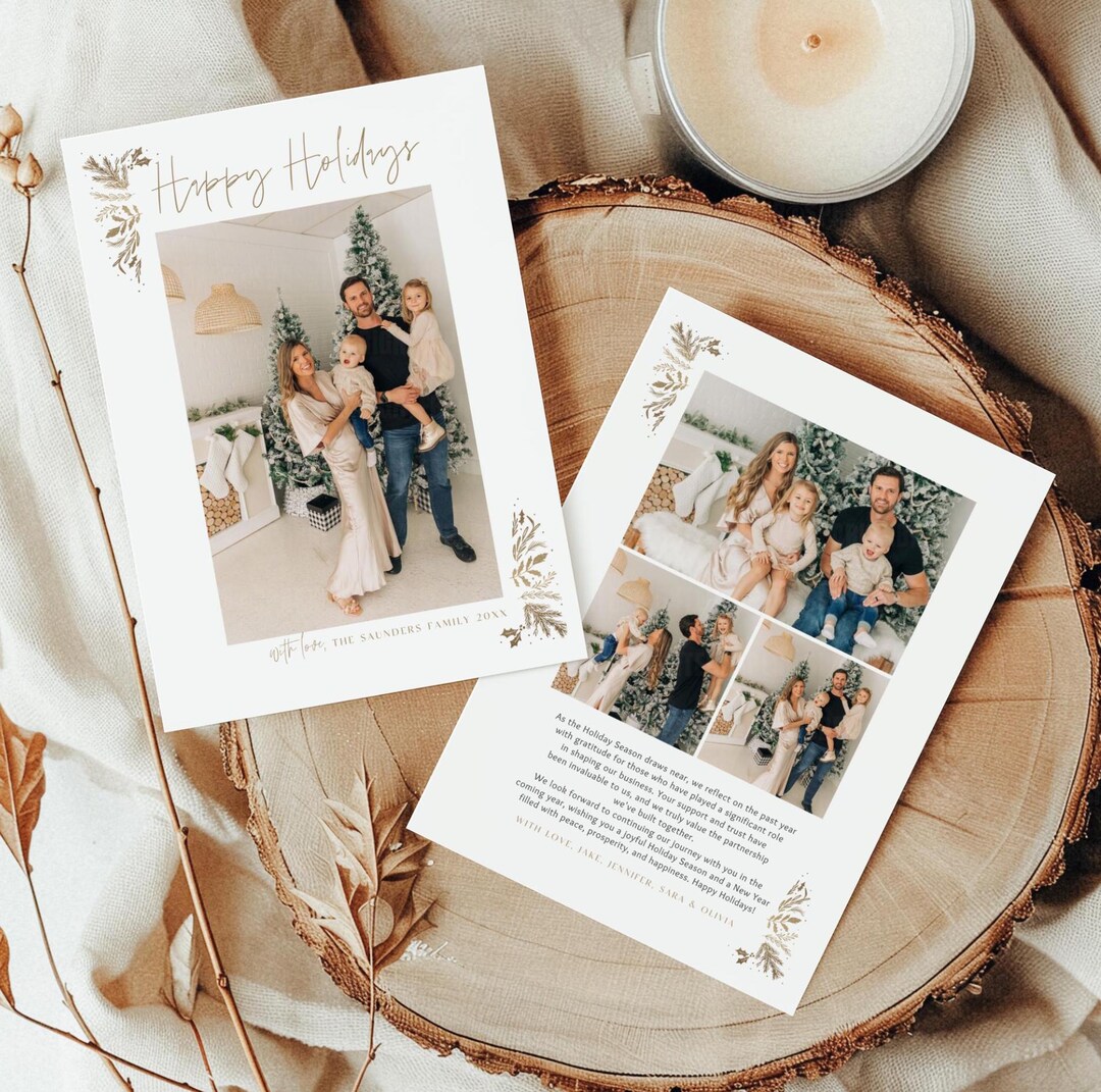 DIY Holiday Card, Parental Family Image Card, Festive Salutation ...