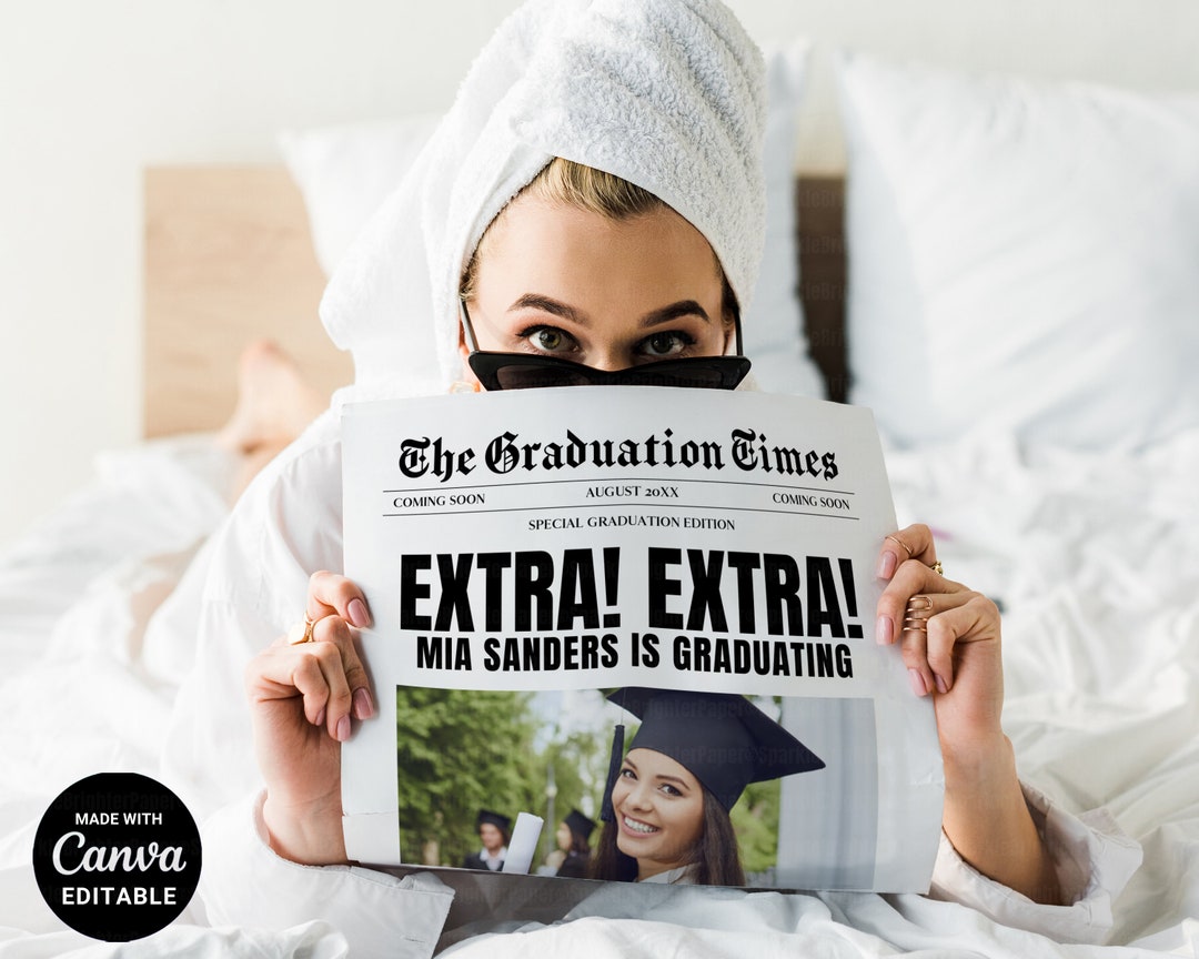 Graduation Newspaper Template Canva, Editable Newspaper Style ...