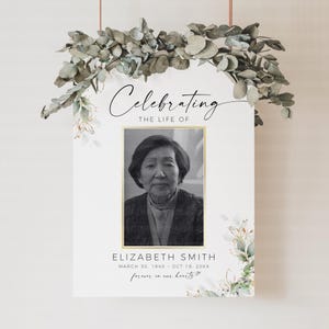 Funeral Memorial Sign With Photo, Editable Large Memorial Sign ...