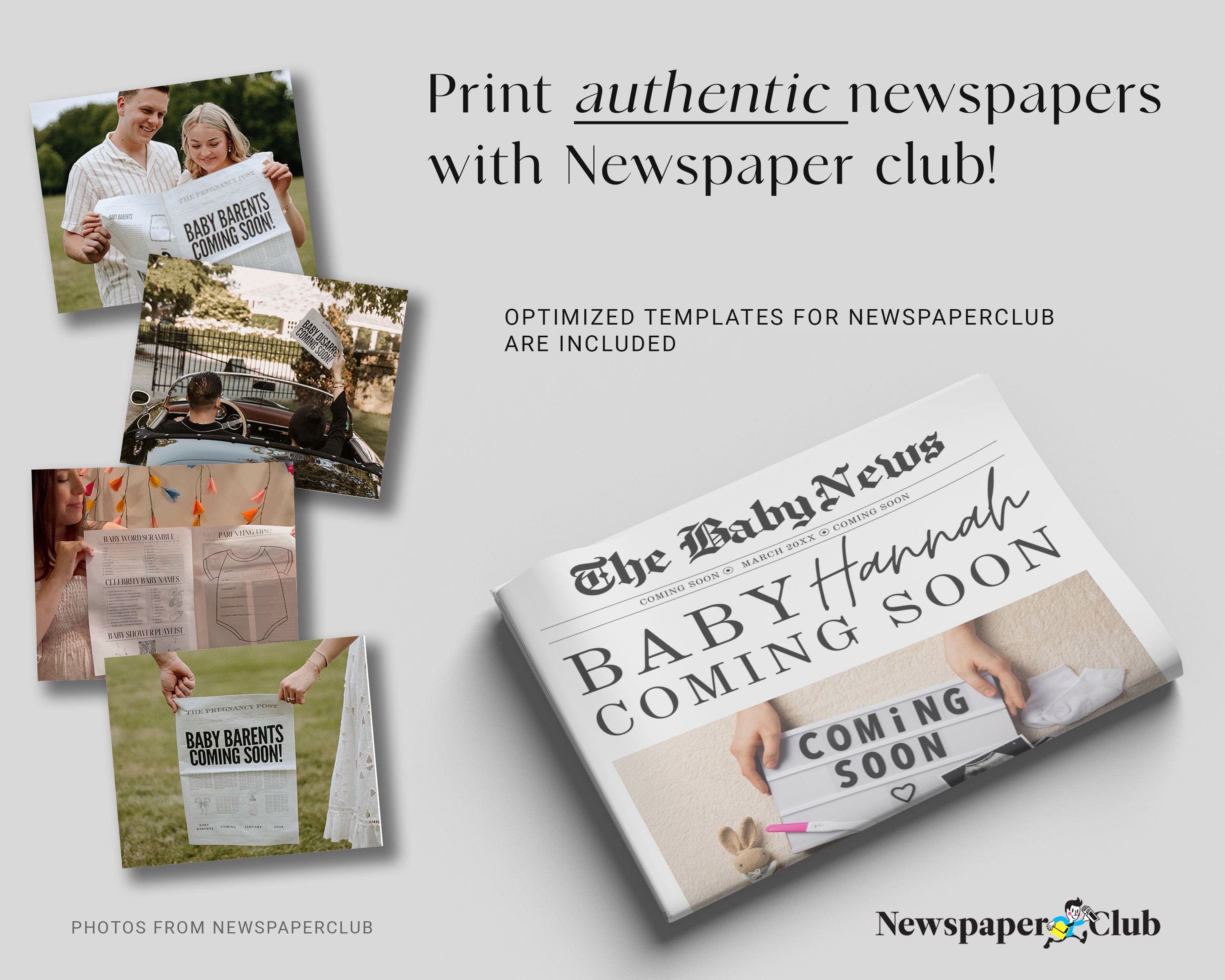 Newspaper Pregnancy Announcement, Baby Arriving Reveal in Digital ...