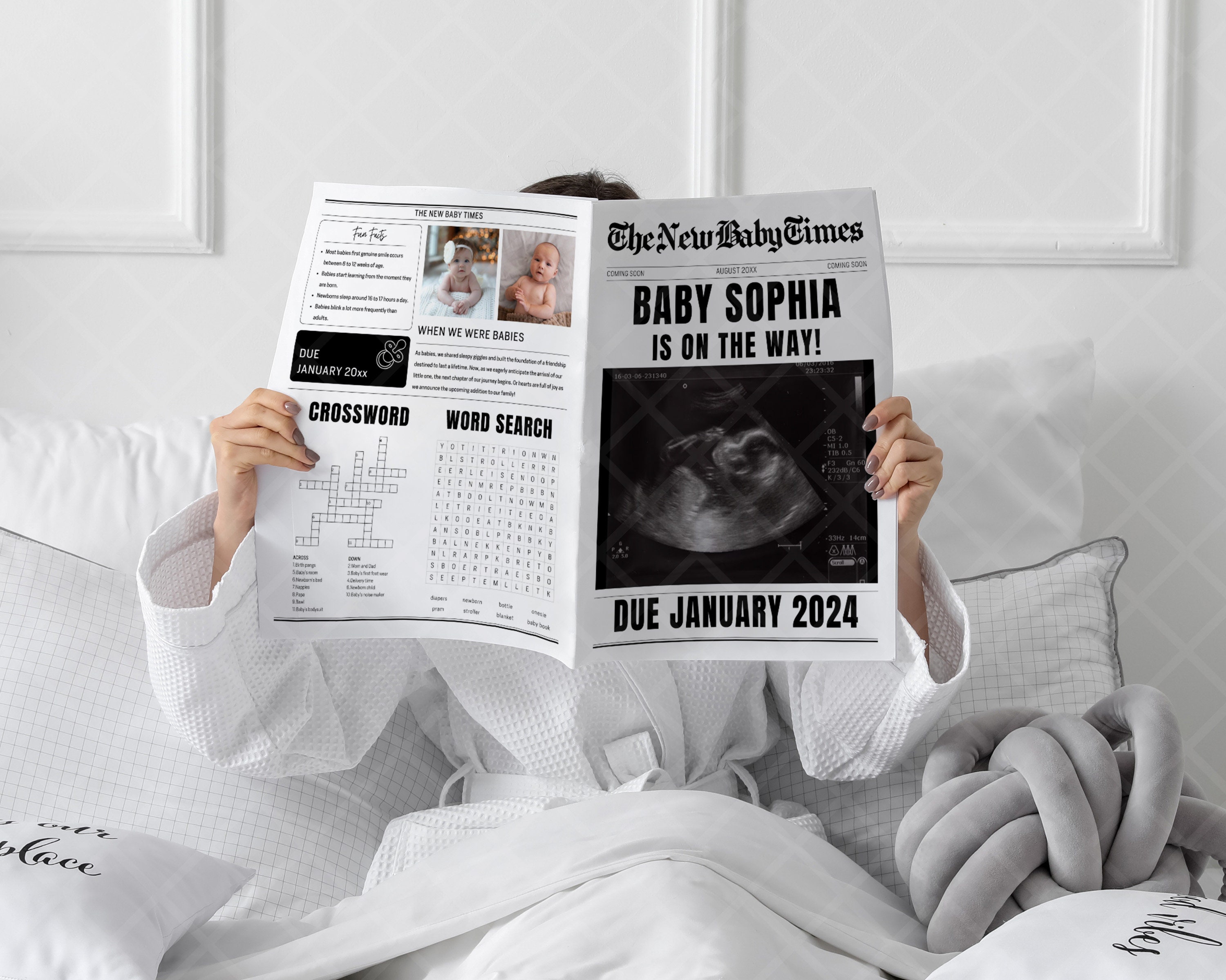 The New Baby Times Pregnancy Reveal Newspaper Template Printable W ...