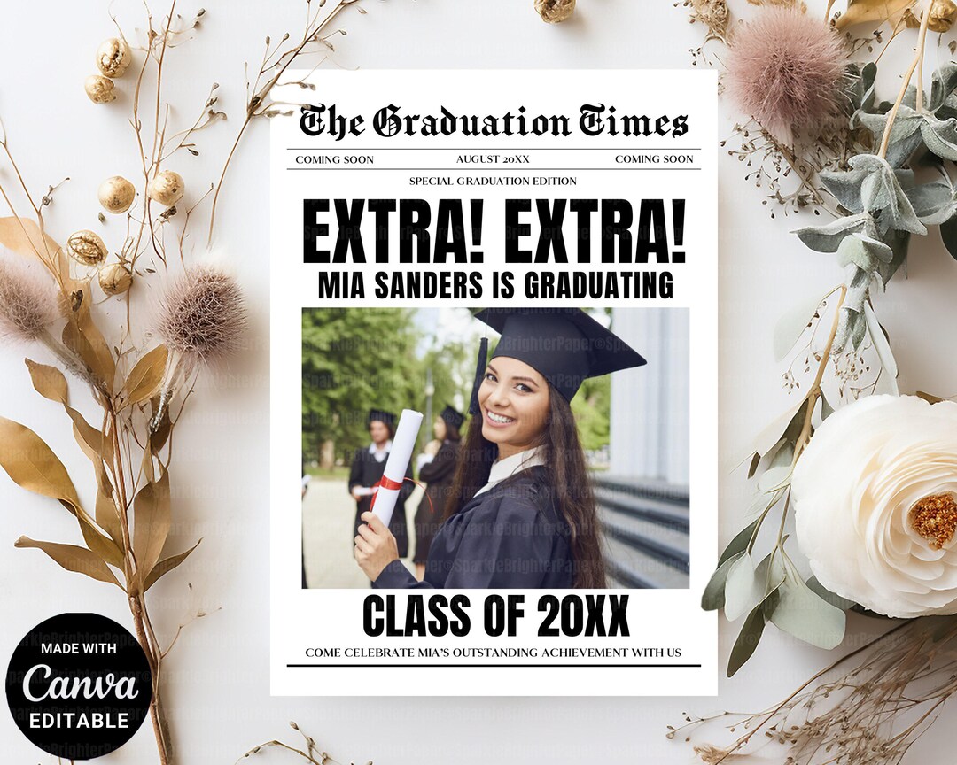 Editable 2 Pages Newspaper Graduation Party Template, Congratulations ...